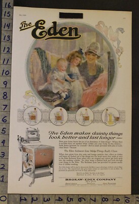 1920 EDEN WASH MACHINE LAUNDRY WRINGER BROKAW BABY HOUSEHOLD HOME DECOR ...