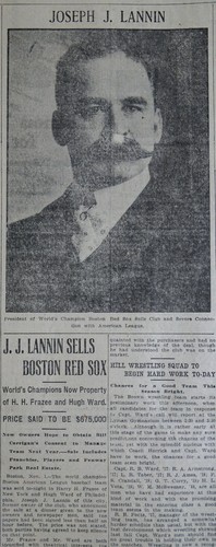 1916 Sports Page - Joseph Lannin Sells Boston Red Sox to Harry Frazee ...