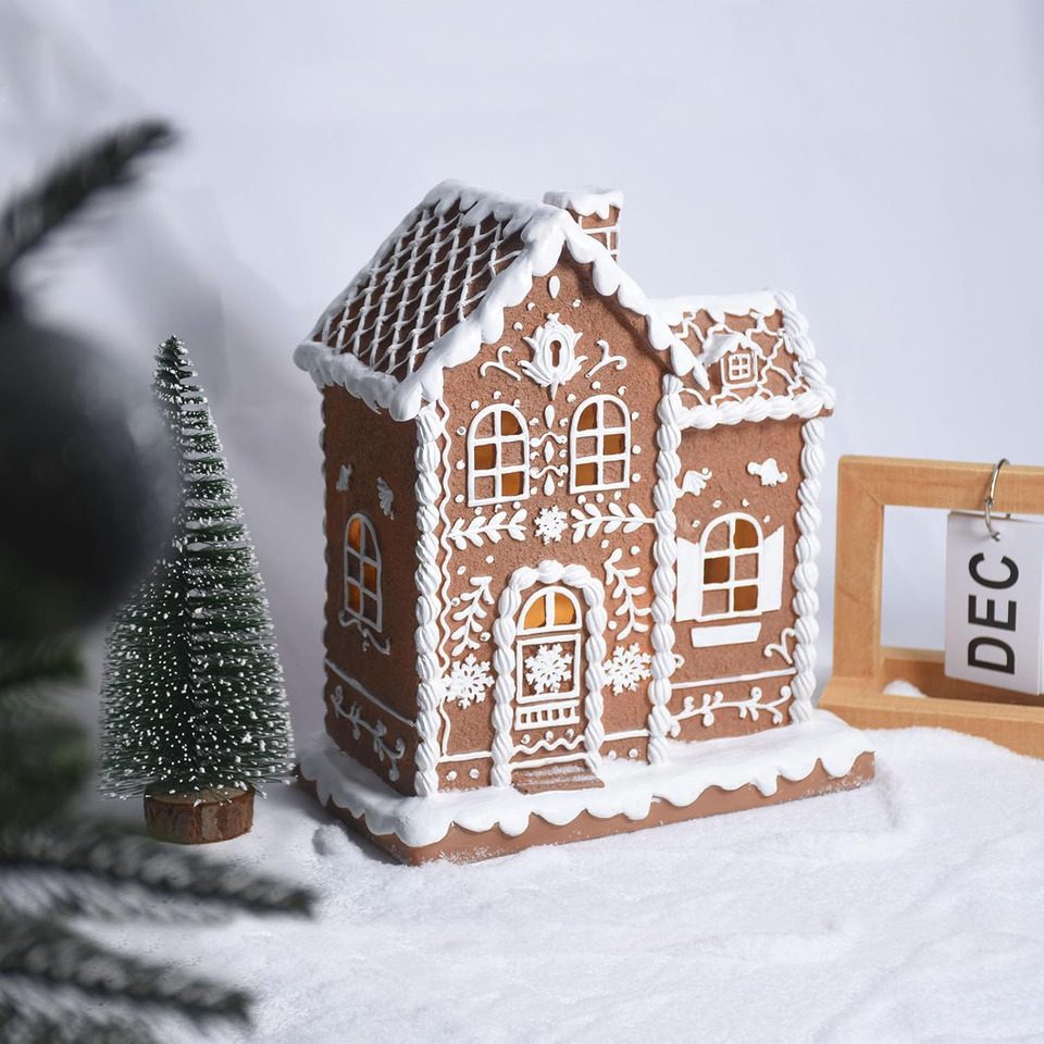 Gingerbread Christmas Decorations Indoor Resin Gingerbread House Decor ...