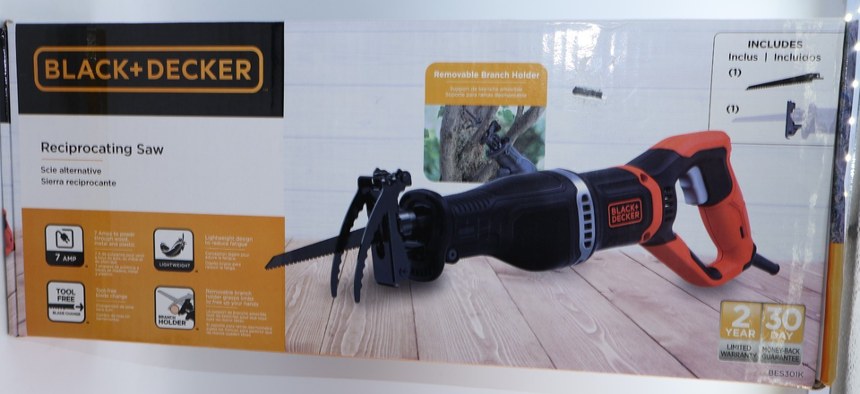 7 Amp Electric Reciprocating Saw w/ Removable Branch Holder Black ...