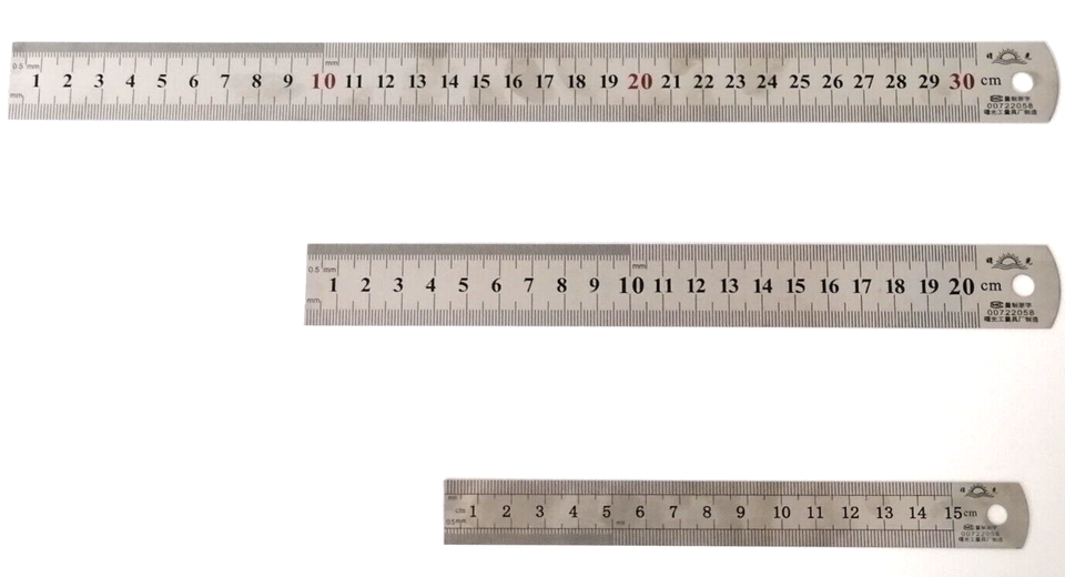 3Pcs Stainless Steel Ruler Set 6 8 12 Inch Metal Ruler with Inch and ...