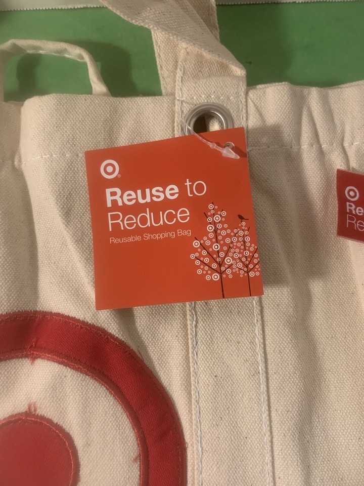 NEW TARGET CANVAS COTTON HEAVY-DUTY HEAVYWEIGHT TOTE BAG - RED LOGO ...