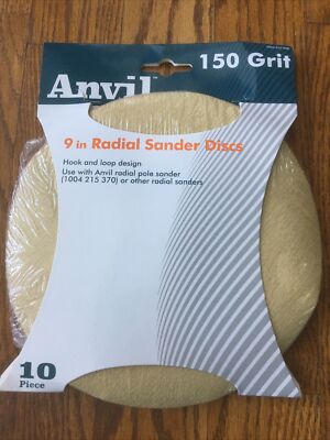 Anvil 9 Inch 120 Grit Radial Sanding Discs - Hook & Loop Design - 10 ...