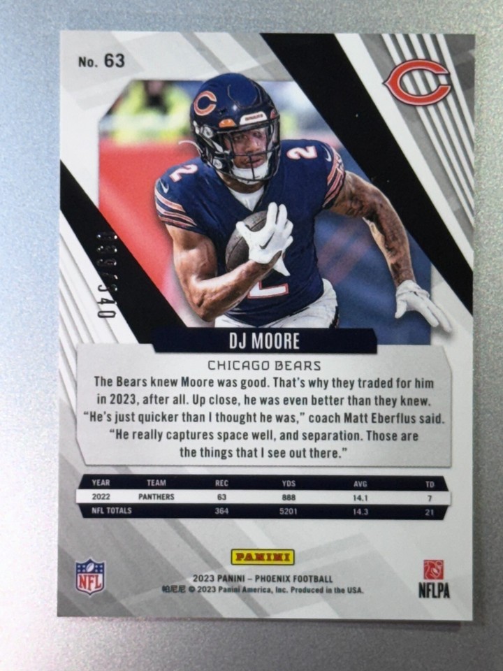 DJ Moore FIRE BURST /340 - 2023 Panini Phoenix Fire Burst #63 | eBay