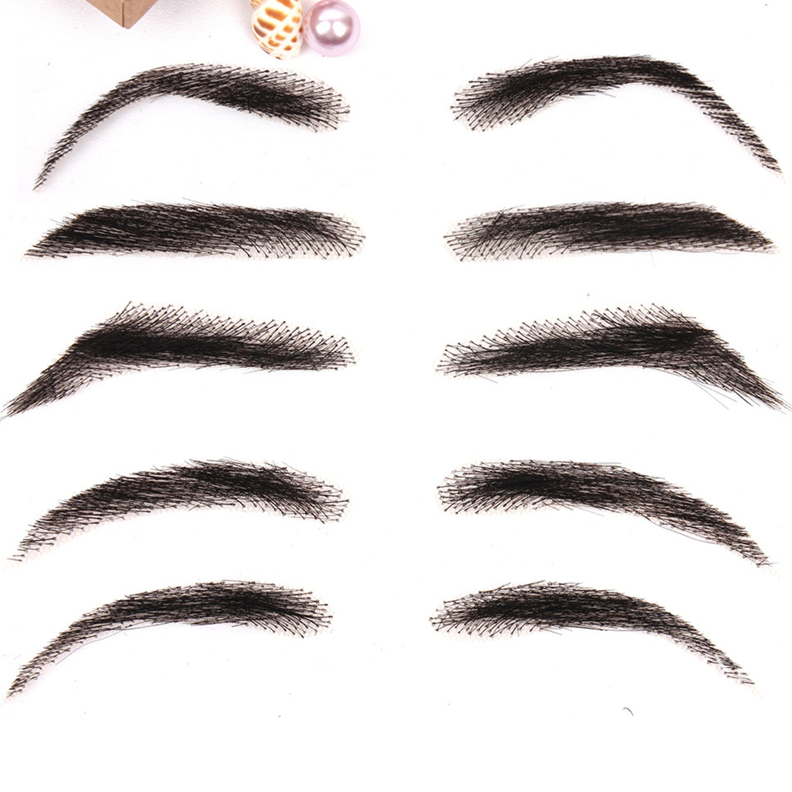 Handmade Human Hair Woman False Eyebrows Natural Black Hand Knot-fake ...