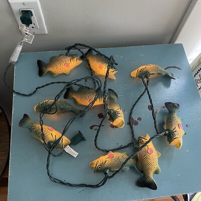 10 Blow Mold Bass Fish String Lights Patio Camping Fishing Trailer Decor Outdoor | eBay