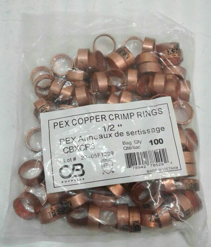 CB Supplies CBXCR3 1/2" PEX Copper Crimp Rings Bag Of 100 | eBay