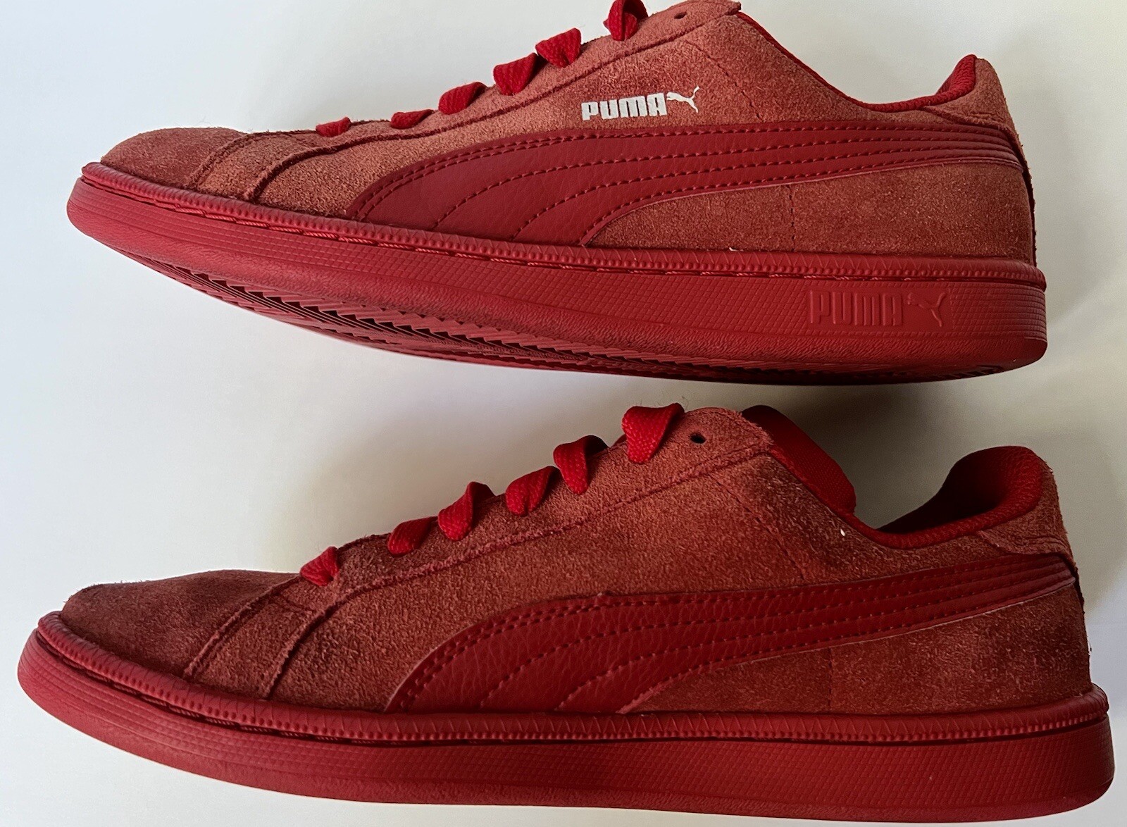 Puma Smash SD Barbados Cherry-Silver Suede Tennis Shoe Men’s Size 7.5 ...