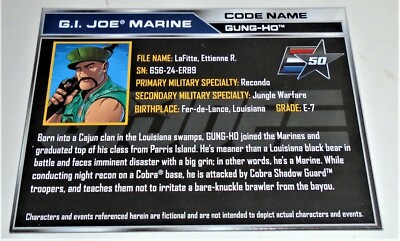 G I JOE File Card I.D. Filecard 2015 Gung-Ho V21 (50th) English/French ...