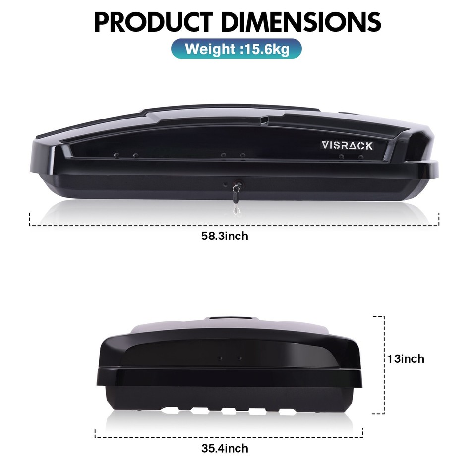 15 Cubic Feet Roof Top Storage Box ，Carrier Roof Mount Travel Luggage ...
