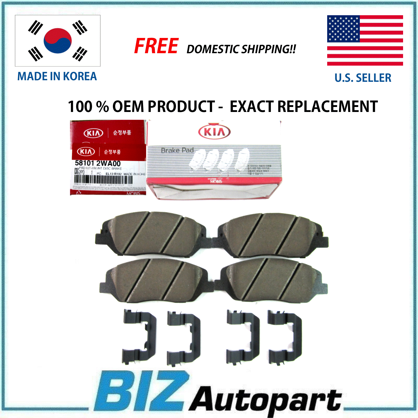 Genuine FRONT Disc Brake Pad Set for 2013-2015 HYUNDAI SANTA FE 3.3L ...