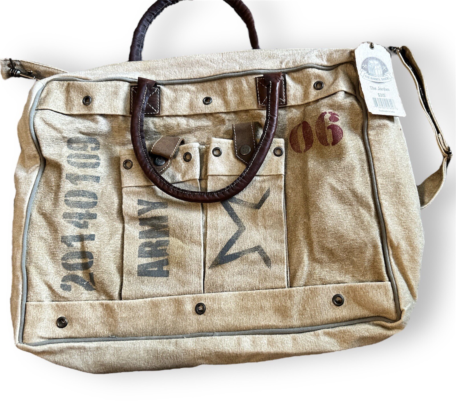 THE BARREL SHACK JORDAN - Canvas with Leather Handles | eBay