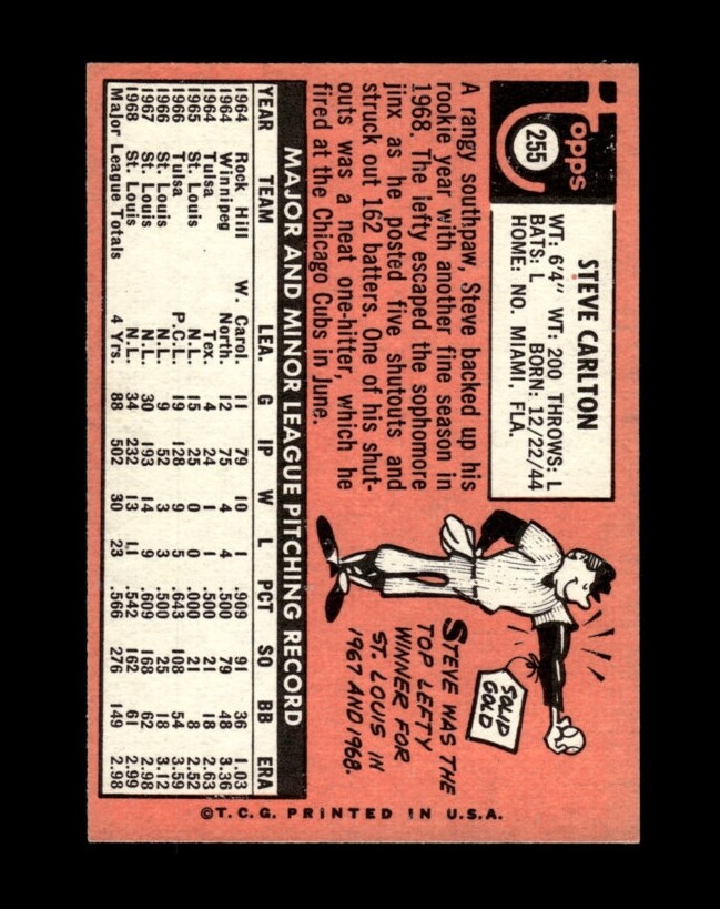 1969 Topps Set-Break #255 Steve Carlton EX-EXMINT *GMCARDS* | eBay