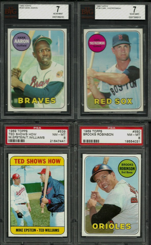 1969 TOPPS COMPLETE SET MANTLE RYAN JACKSON MAYS ROSE AARON BENCH PSA 7 ...