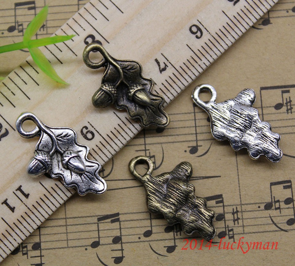 5/20/60/100X Oak tree Leaves fruit alloy charms pendants 13x22mm | eBay