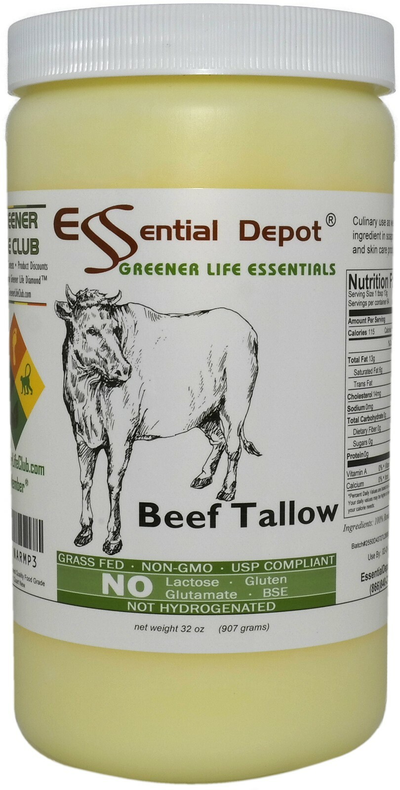 Beef Tallow-2lbs-1 quart HDPE container-GRASS FED-Not Hydrogenated | eBay