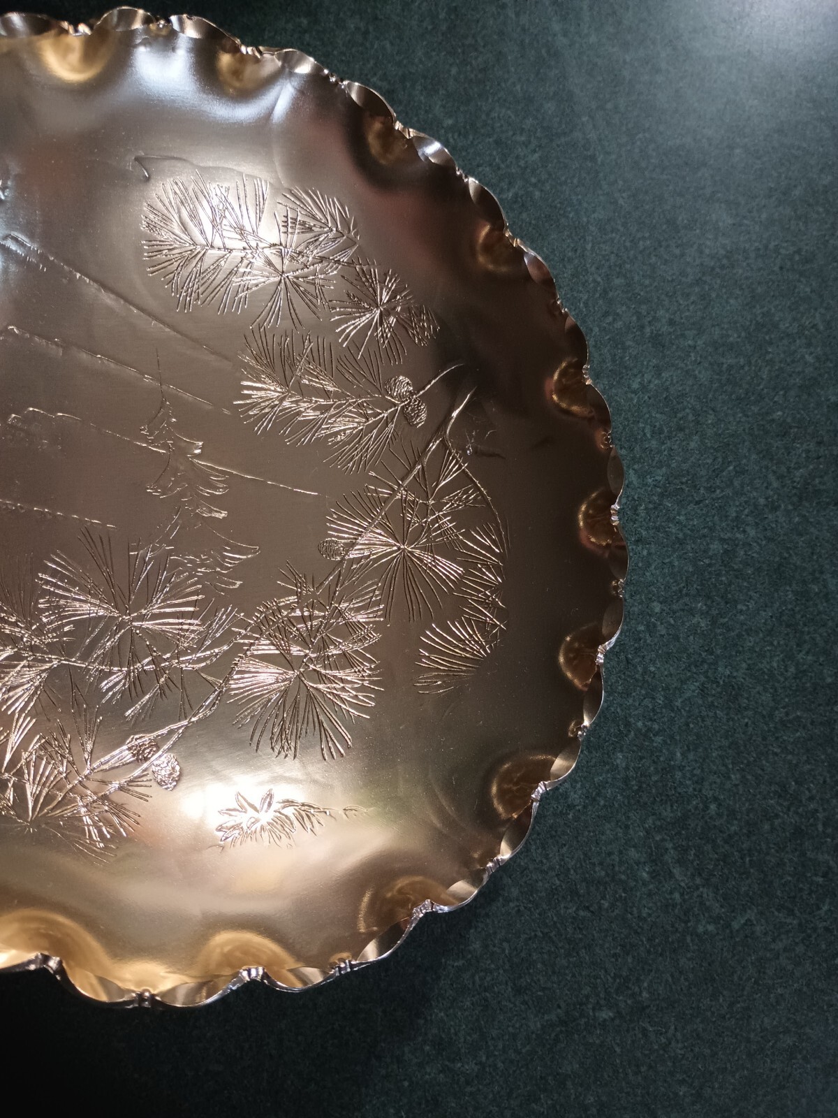 Vintage Arthur Armour Hammered Aluminum Gold Tone Bowl Pine Trees | eBay