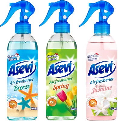 Asevi Air Freshener Room Spray Bundle (3 x 400ml) Breeze, White Jasmine ...