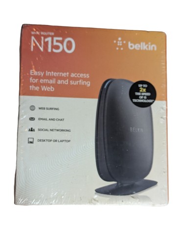 Belkin N150 Wireless/Wi-Fi Router 4 Port 2.4 GHz Easy Internet Access ...