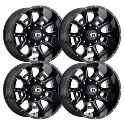 (Set-4) Vision 415 Bomb 20x12 6x135 -51mm Black Milled Wheels Rims 20 ...