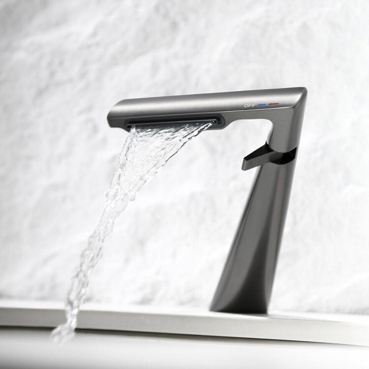 Copper Basin Sink Faucet Tap Bathroom Waterfall Head Hot Cold Mixer ...