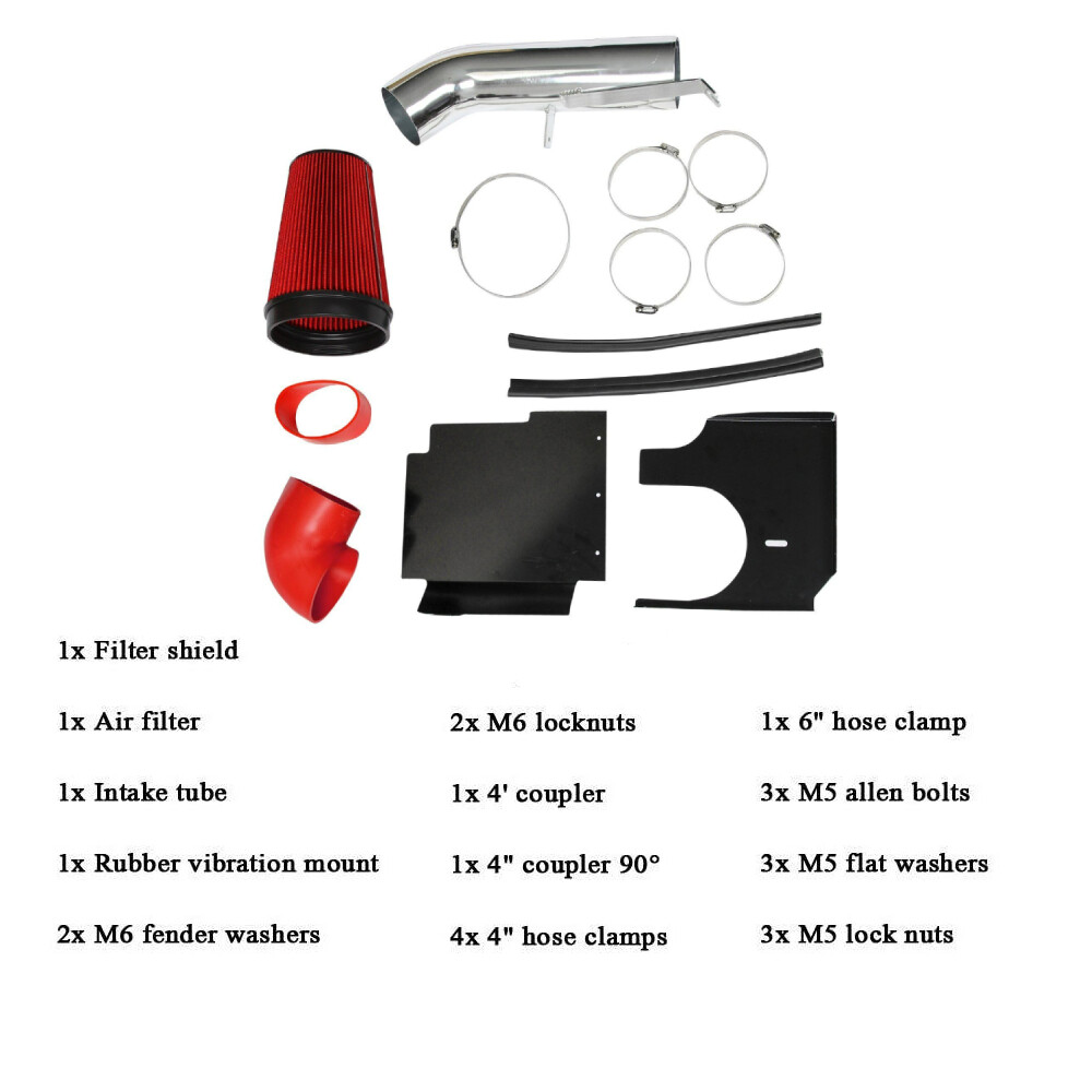 4" Cold Air Intake System+Heat Shield for 99-06 GMC/Chevy V8 4.8L/5.3L ...