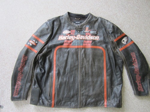 Harley Davidson Men's Half Mile Perforated Leather Riding Jacket 5XL ...