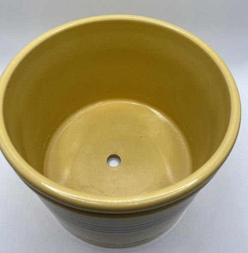 Over And Under Yellow Ware Stoneware Flower Pot/Planter, Banded, 5x6 ...