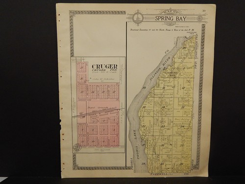 Illinois Woodford County Map, 1912 Township of Spring Bay Q3#49 | eBay