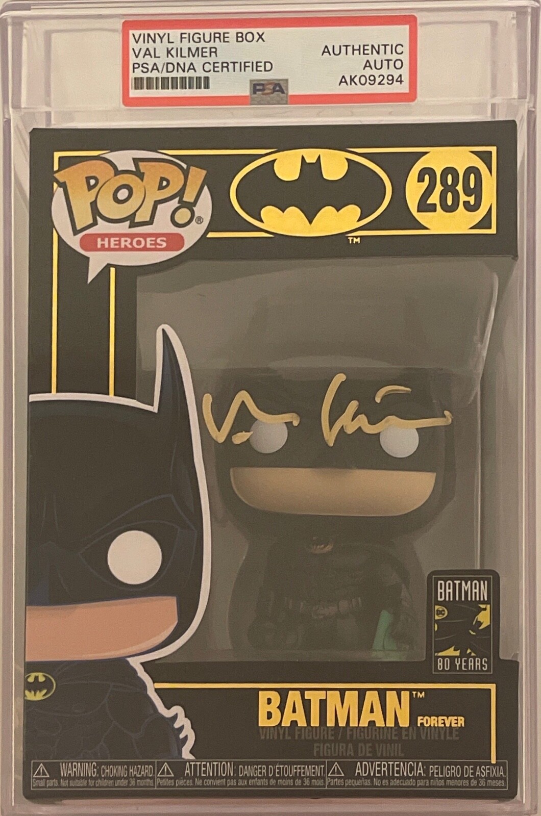 Val Kilmer Autographed Signed Batman Forever Funko Pop# 289 PSA