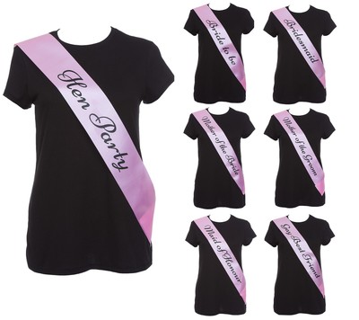 DELUXE PINK & BLACK ELEGANT HEN PARTY SASH FANCY DRESS HEN NIGHT LADIES ...