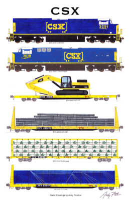 CSX TTX Building Products Train 11"x17" Poster by Andy Fletcher signed ...