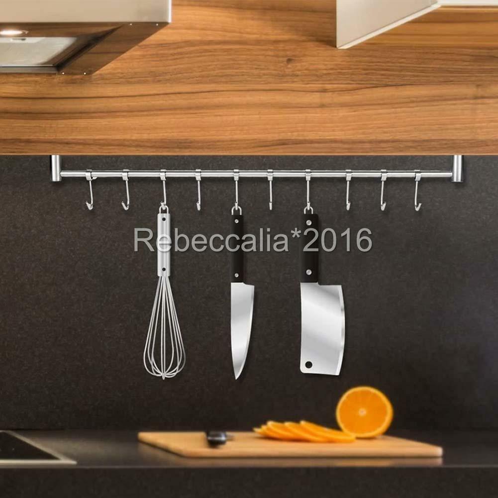 Kitchen Rail Rack Wall Mounted Utensil Hanging Rack Steel Hanger with ...