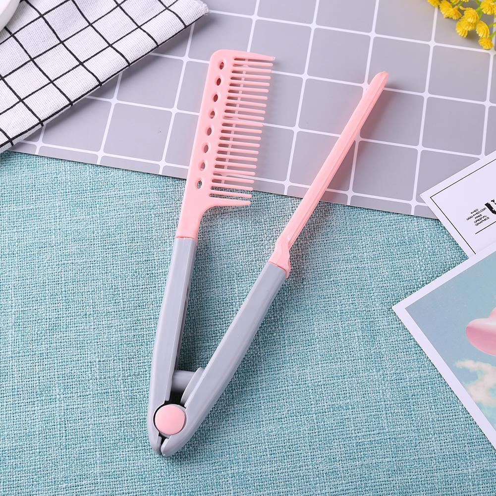 Portable V Type Hair Straightener Comb Folding DIY Hair Styling Clip ...