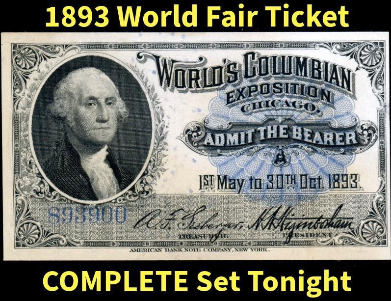 HGR SUNDAY 1893 Expo Ticket - World Fair ((WASHINGTON)) Appears CH ...