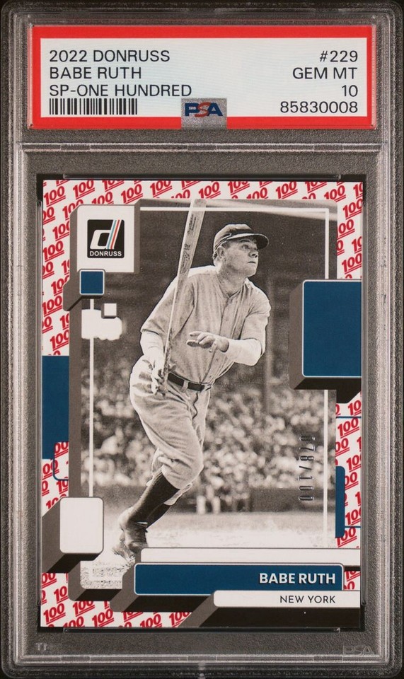 George Herman Babe Ruth PSA 10 Gem Mint 2022 Donruss SP 78/100 One ...