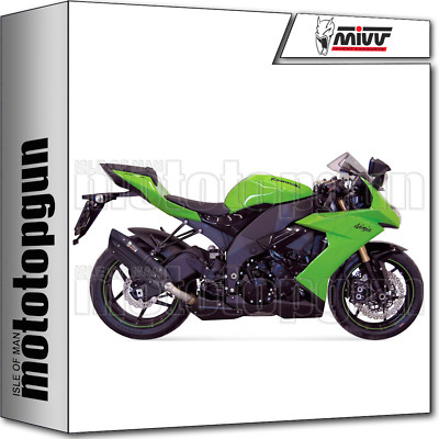 MIVV EXHAUST SUONO STEEL BLACK CARBON CAP KAWASAKI ZX-10 ZX10 R 2008 08 ...