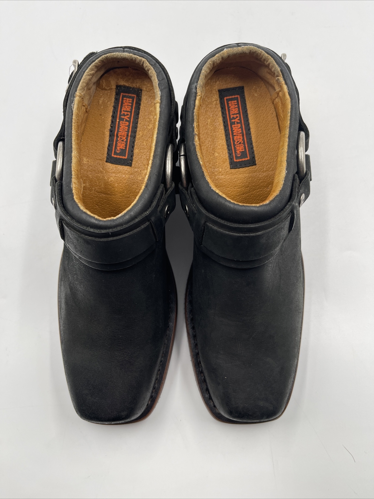 HARLEY DAVIDSON HARNESS MULES BLACK LEATHER Slip On A… - Gem