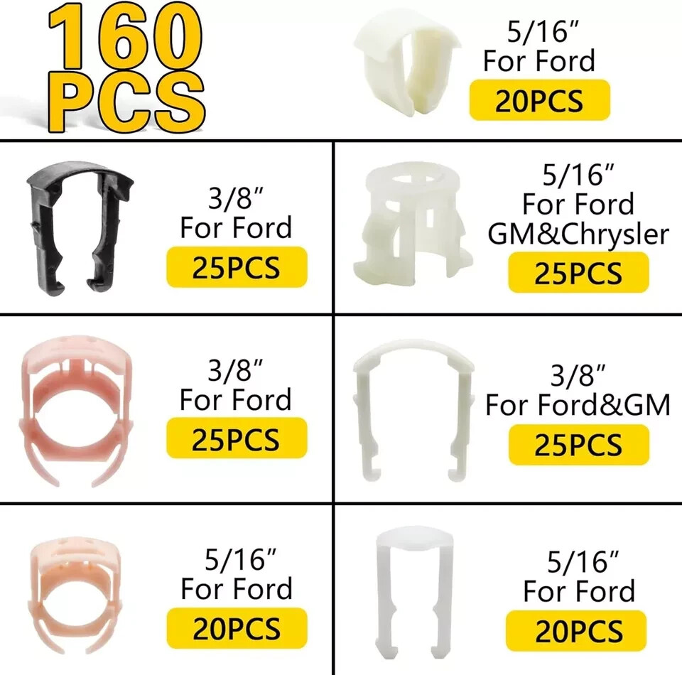 Fuel Line Retainer Clips 160PCS, 3/8 & 5/16 Fuel Line Retaining Clip ...