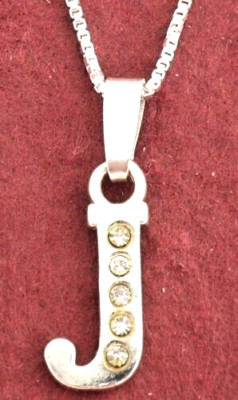 Sterling Silver Initial J Necklace Alphabet Letter cz stones 925 ...