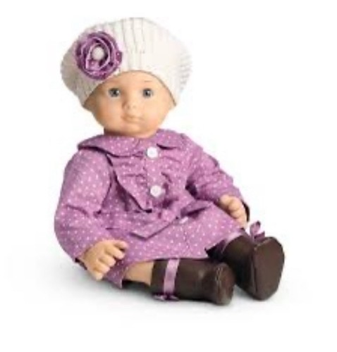NEW Bitty Baby Purple Dotty Coat Outfit Beret Brown Boots American Girl ...