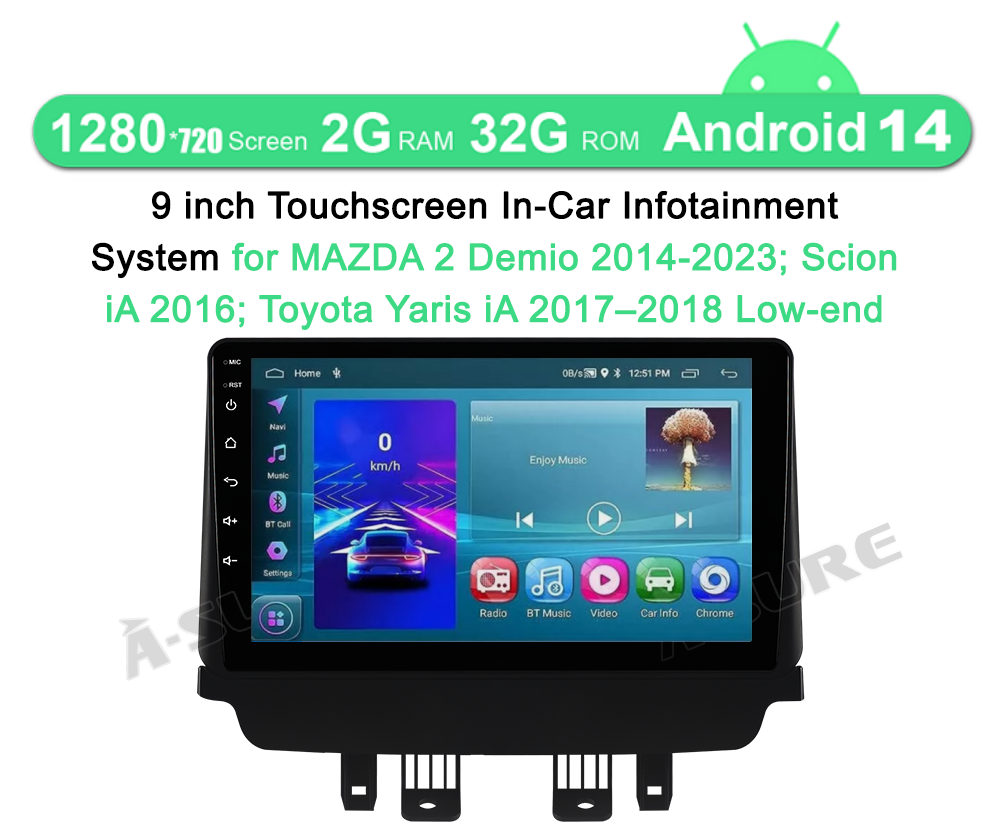 For Mazda 2 Demio 2014-2023 2+32GB Android 14 Car Stereo Radio Wireless ...
