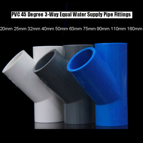 PVC 45 Degree 3-Way Equal Water Supply Pipe Fittings Adapter Connector ...