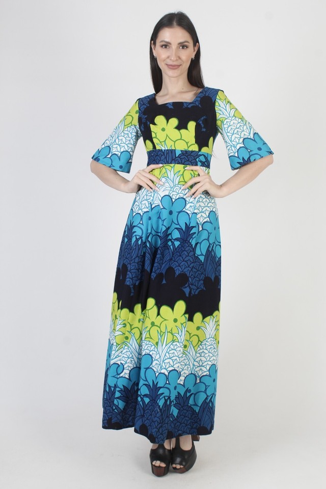 Vtg 60s Island Togs Hawaiian Dress Barkcloth Tiki Luau Mid Century ...