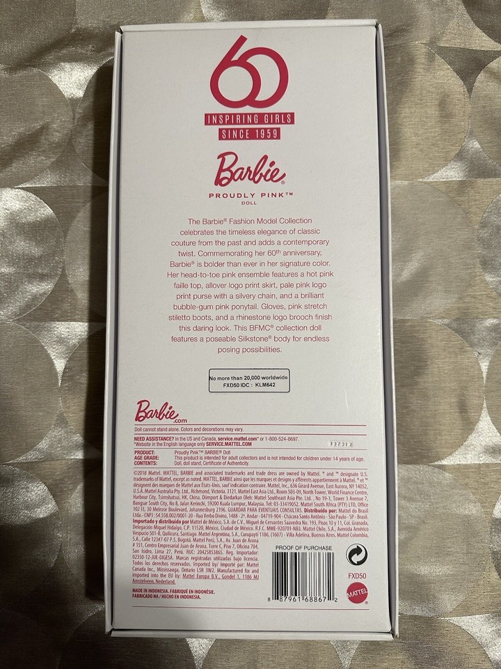60th Anniversary Barbie Fashion Model Collection Proudly Pink Doll | eBay