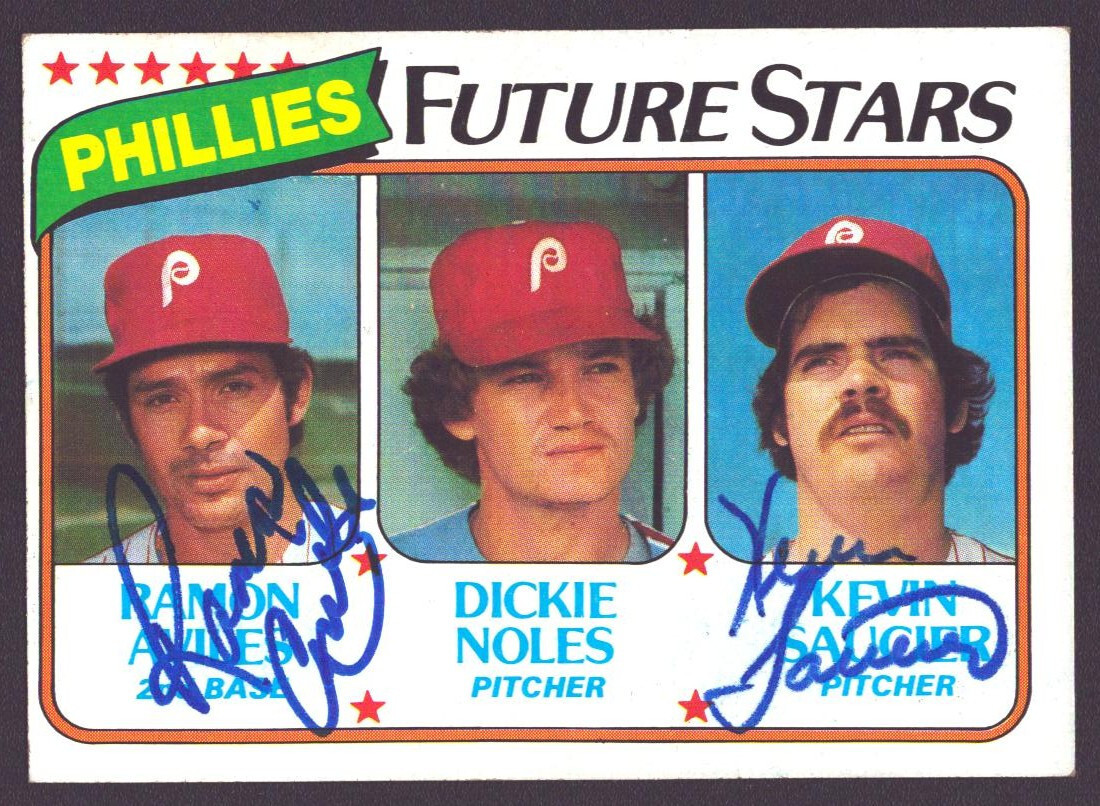 RAMON AVILES (d.2020) KEVIN SAUCIER 1980 Topps #682 AUTOGRAPH PHILLIES ...