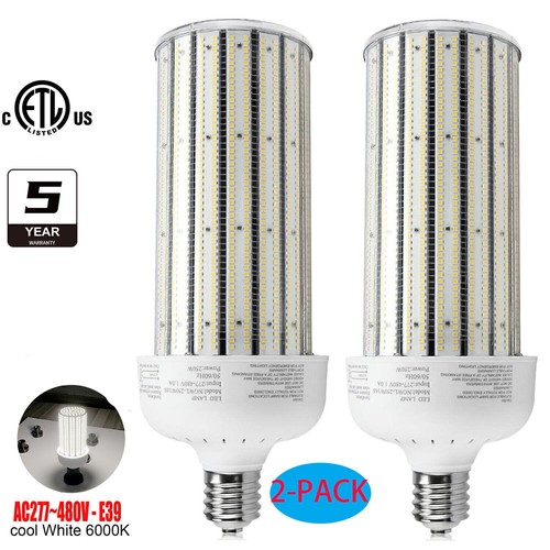 (2-Pack) 1000W Equival 250 Watt LED Corn Cob Light AC480V Warehouse ...