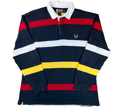 Vintage Chaps Ralph Lauren 90s Mens L Cotton Rugby Shirt Navy & Red ...