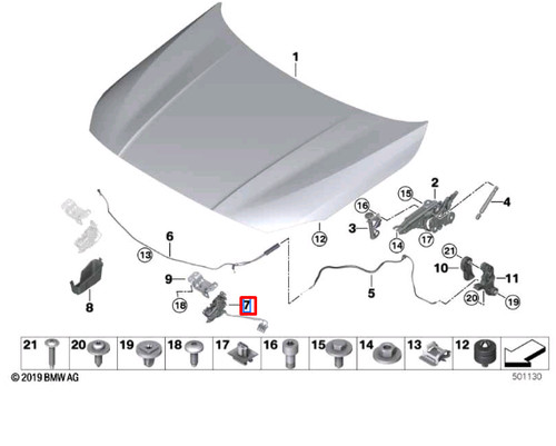 NEW BMW 1 F40 FRONT BONNET HOOD LID LOCK 51237468350 7468350 ORIGINAL ...
