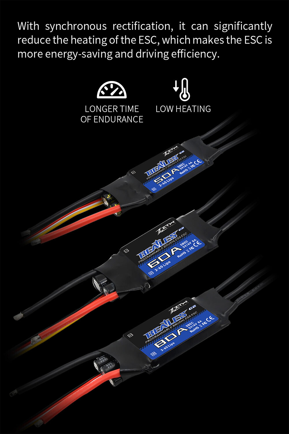 ZTW 32-Bit Brushless ESC 20A/30A/40A/80A/100A 2-6S SBEC 5V/6V 8A für RC ...